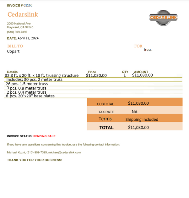 Chris Copart Custom Purchase Link – cedarslink